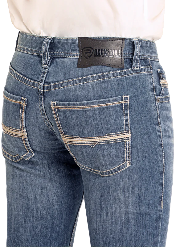 Rock and Roll Denim-Rifle Skinny Fit Leather V Straight Leg Jeans ...