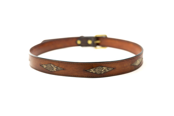 Bull & Briar 1" 1/2 Dark Brown Alligator Diamond Inlay Rattlesnake Bel ...