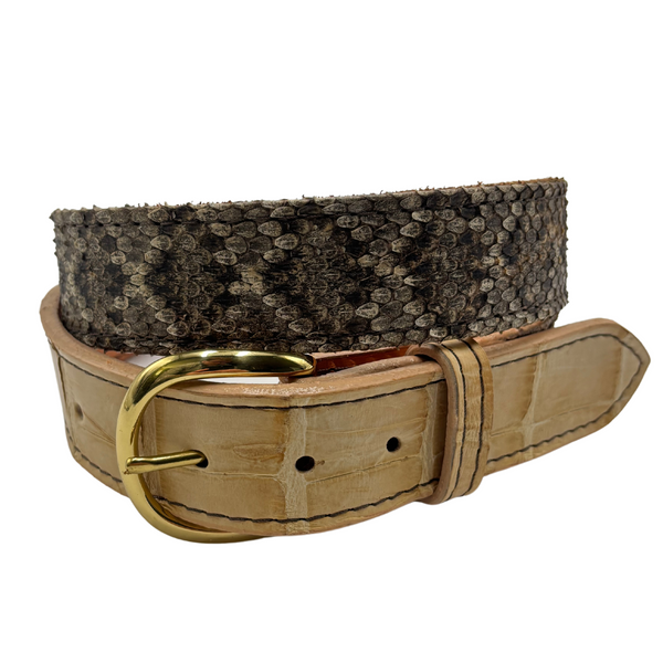 Bull & Briar 1" 1/2 Western Diamondback with Tan Genuine Alligator Bel ...