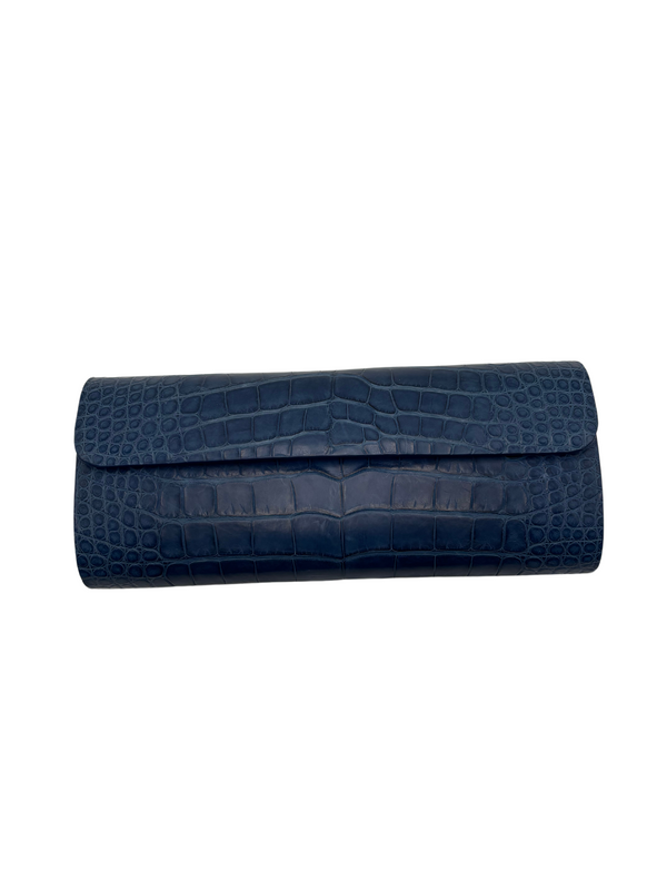 Bull & Briar The "Stacey" Genuine Alligator Clutch in Slate Blue - Bull ...